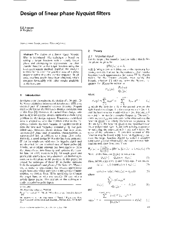 (PDF) Design of linear phase Nyquist filters