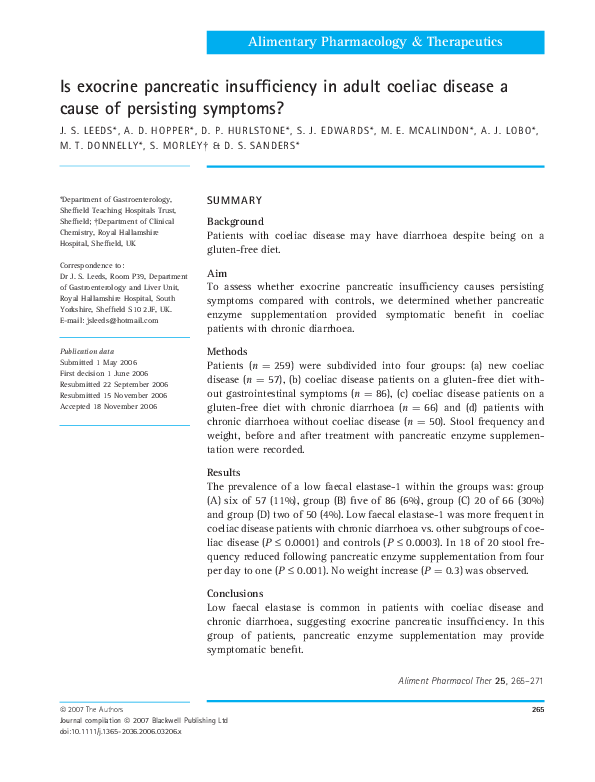 (PDF) Is exocrine pancreatic insufficiency in adult coeliac disease a ...