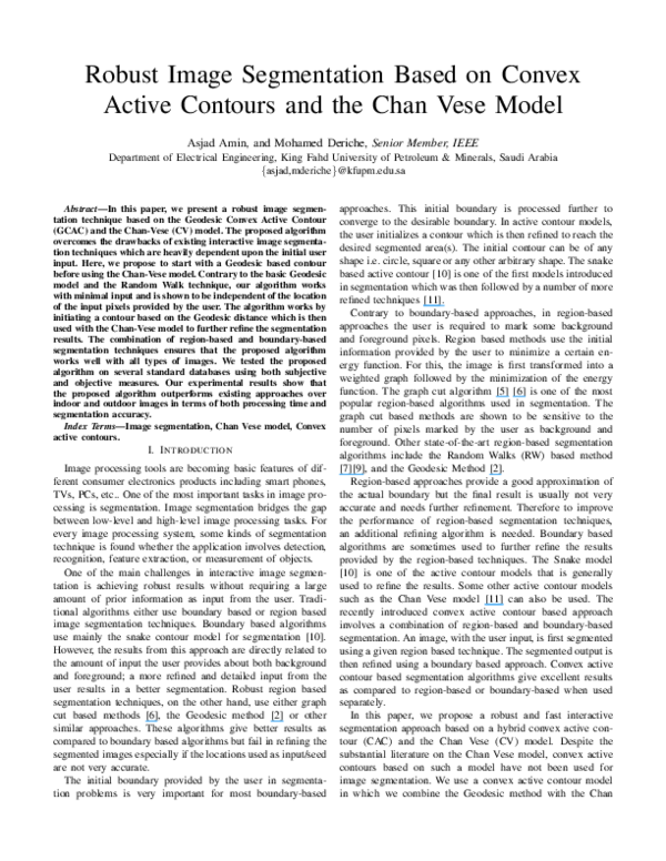 (PDF) Robust Image Segmentation Using GCAC-CV Model