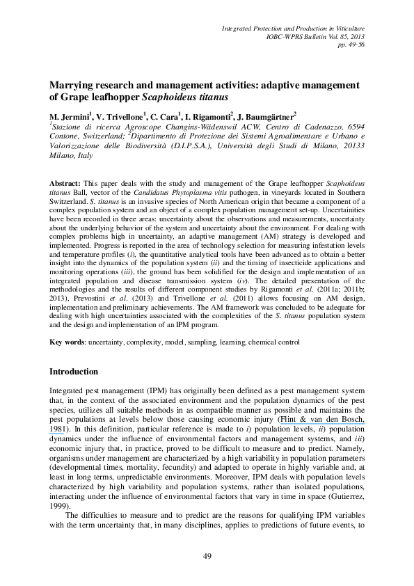 (PDF) Research and management oriented sampling plans for vine plant ...