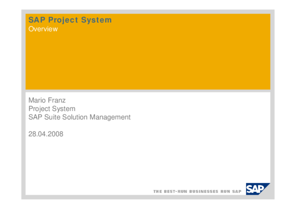 (PDF) SAP Project System Overview Mario Franz Project System SAP Suite ...