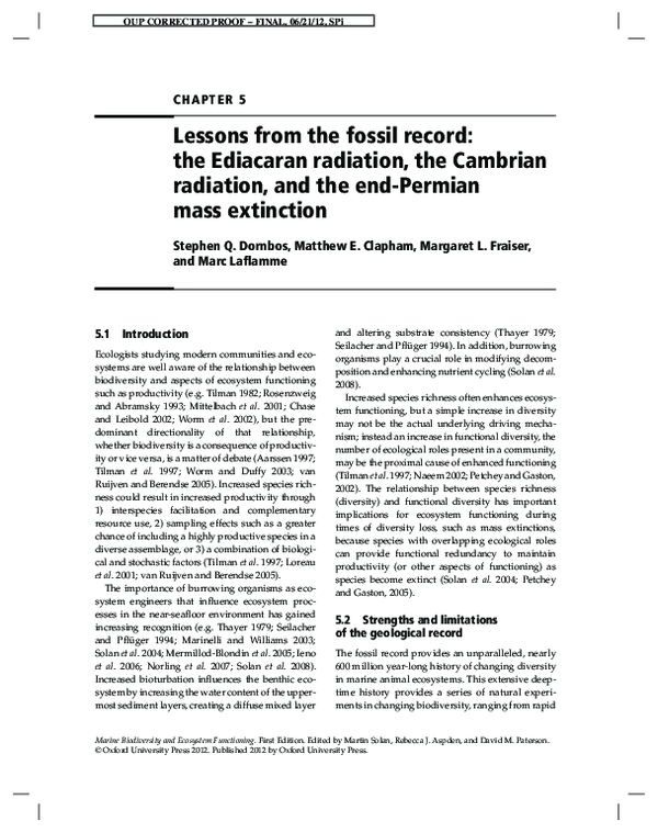 (PDF) Lessons from the fossil record: the Ediacaran radiation, the ...