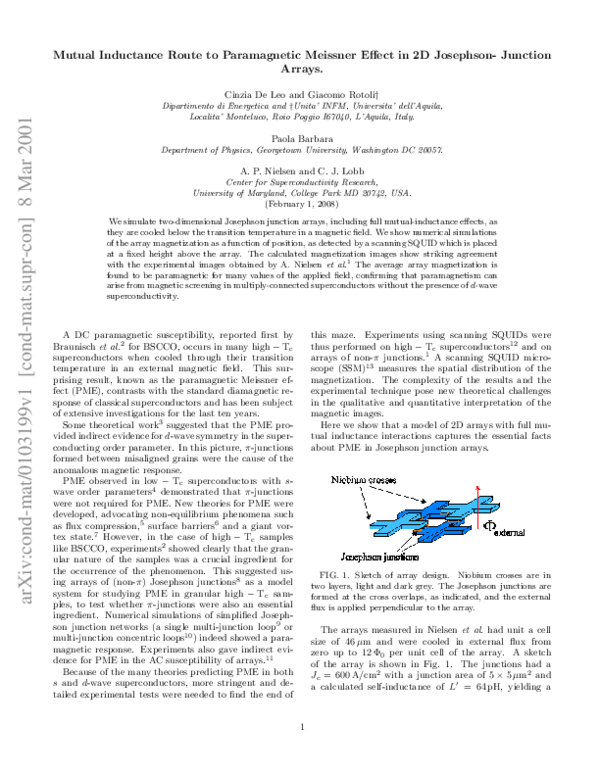 (PDF) Mutual-inductance route to the paramagnetic Meissner effect in two-dimensional Josephson ...