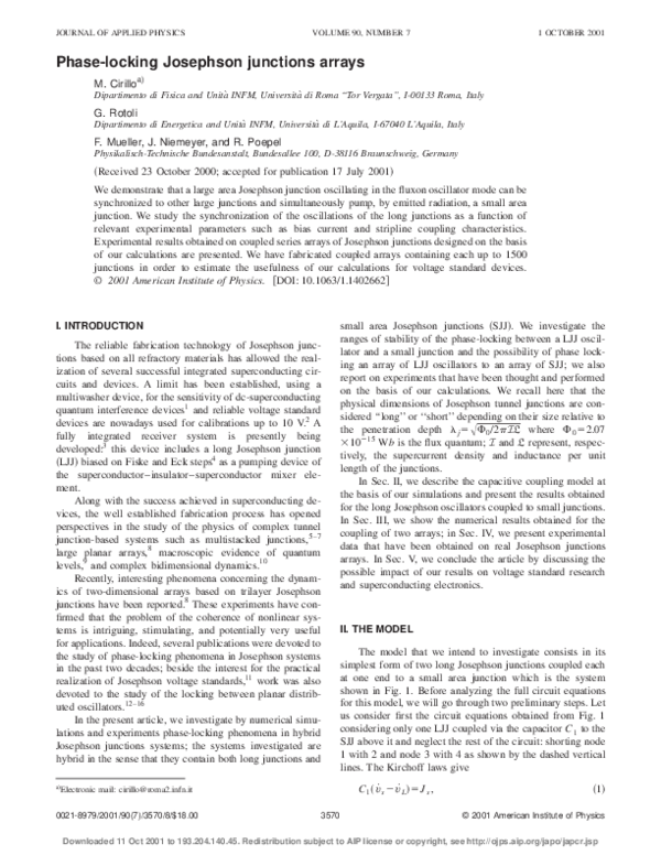 (PDF) Phase-locking Josephson junctions arrays