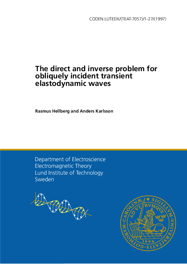 (PDF) The direct and inverse problem for obliquely incident transient elastodynamic waves