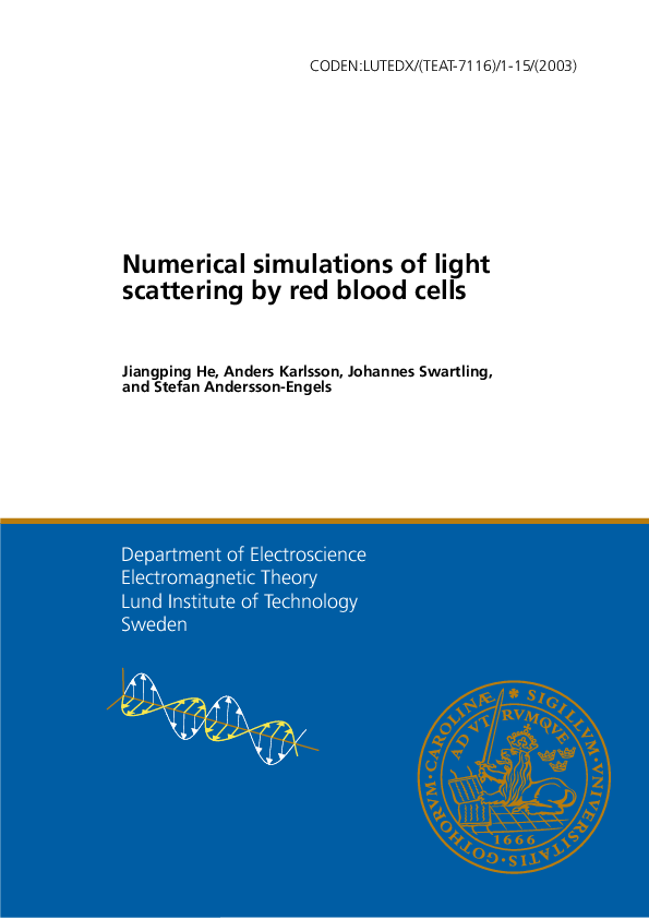(PDF) Numerical Simulations of Light Scattering by Red Blood Cells