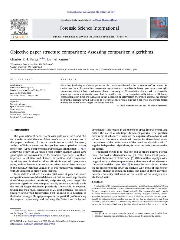Pdf Objective Paper Structure Comparison Assessing Comparison Algorithms