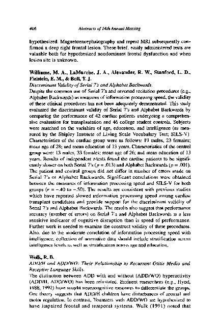 (PDF) Discriminant validity of serial 7's and alphabet backwards
