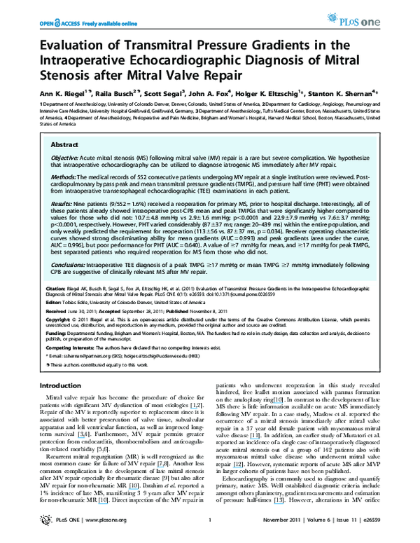 (PDF) Evaluation of Transmitral Pressure Gradients in the ...