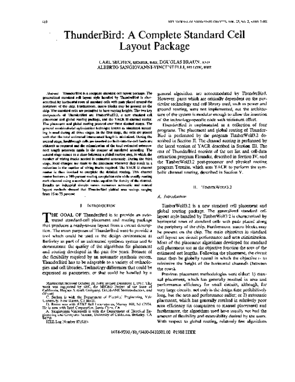 (PDF) ThunderBird: a complete standard cell layout package