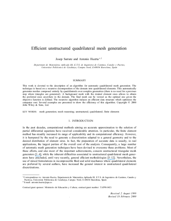 (PDF) Efficient unstructured quadrilateral mesh generation