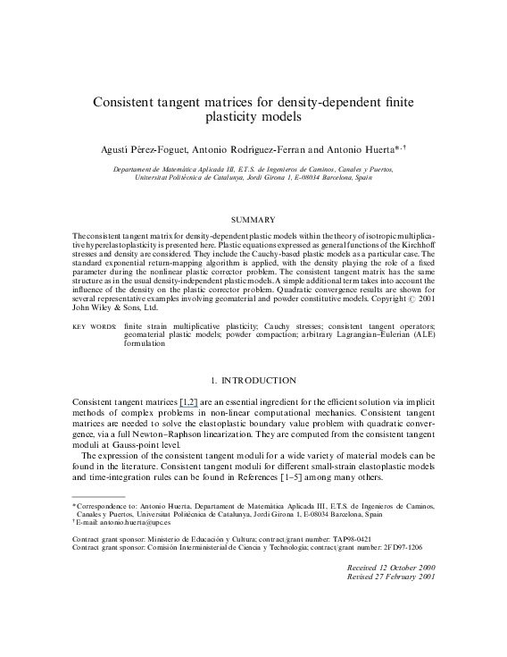 (PDF) Consistent tangent matrices for substepping schemes