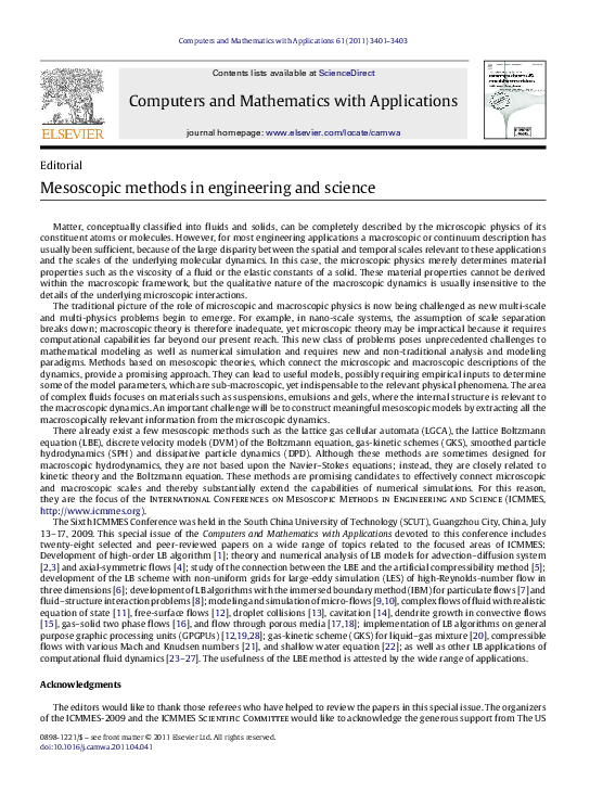 (PDF) Mesoscopic Methods in Engineering and Science