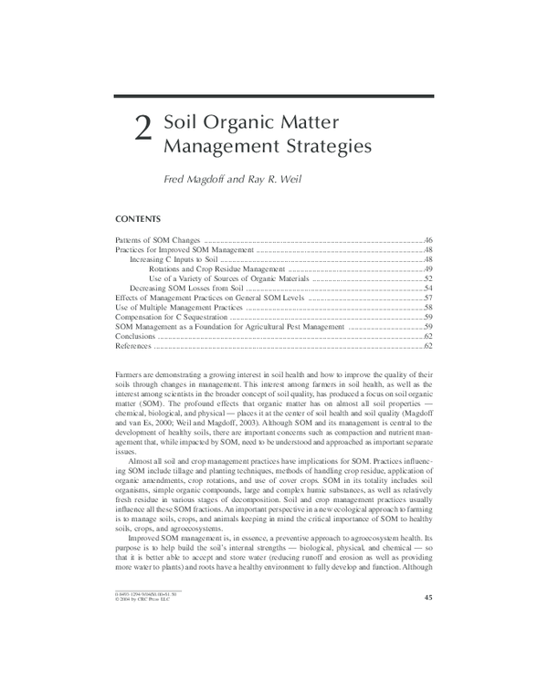 (PDF) Soil Organic Matter Management Strategies