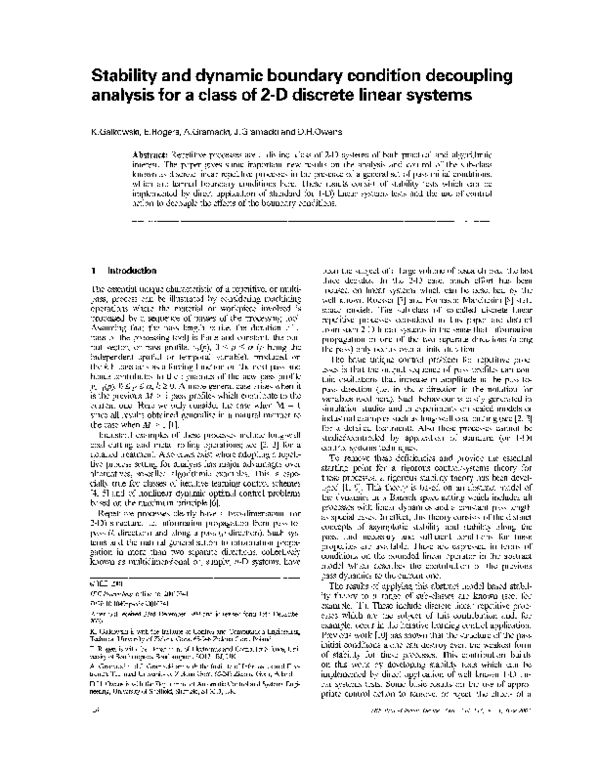 (PDF) Stability and dynamic boundary condition decoupling analysis for a class of 2-D discrete ...