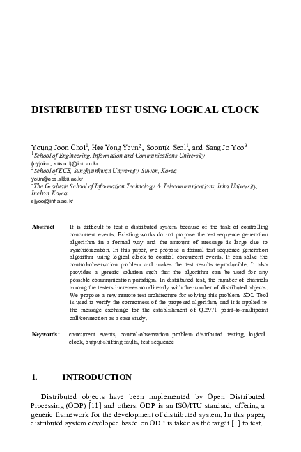 Pdf Distributed Test Using Logical Clock