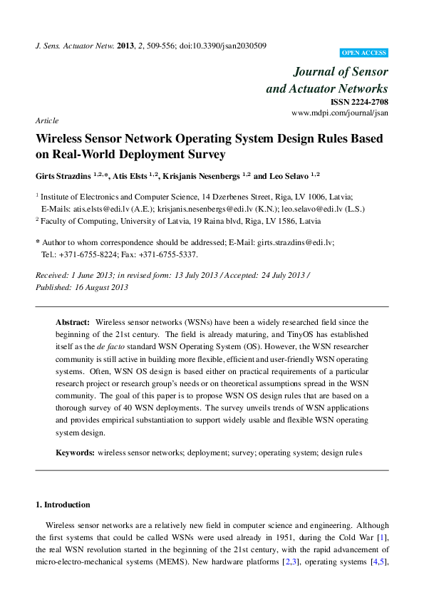 Pdf Wireless Sensor Network Operating System Design Rules Based On Real World Deployment Survey