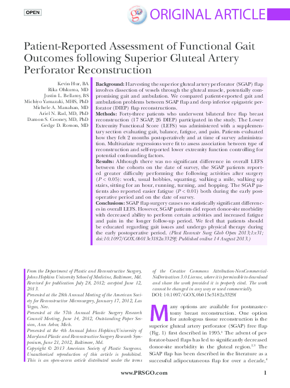 (PDF) Patient-reported assessment of functional gait outcomes following ...