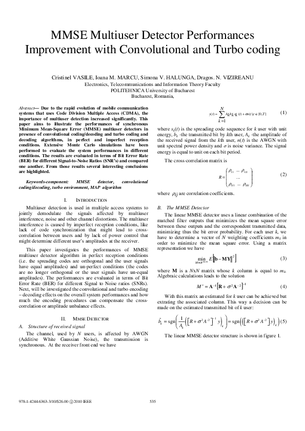 (PDF) MMSE multiuser detector performances improvement with ...