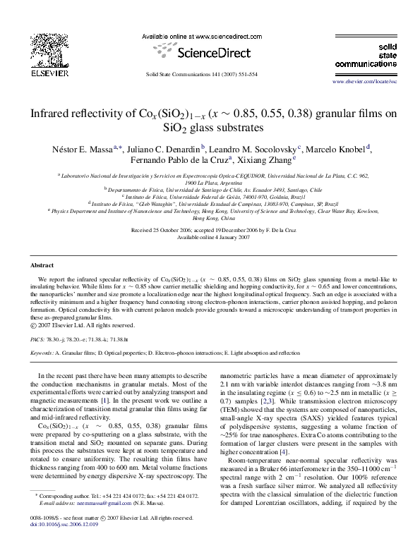 Pdf Infrared Reflectivity Of Cox Sio2 1−x X∼0 85 0 55 0 38