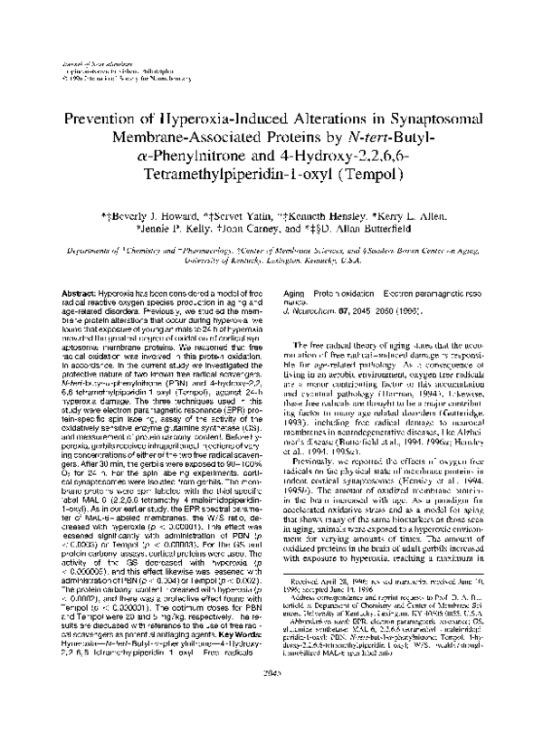 (PDF) Prevention of Hyperoxia-Induced Alterations in Synaptosomal Membrane-Associated Proteins ...