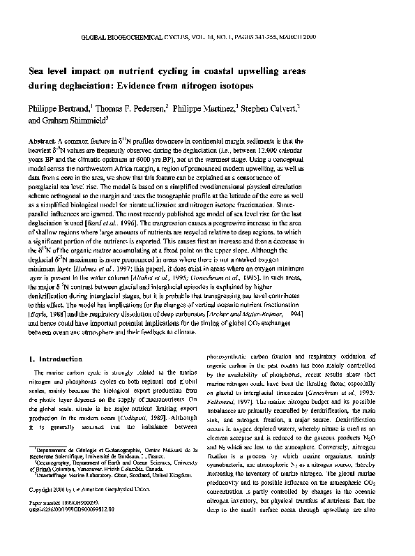 (PDF) Sea level impact on nutrient cycling in coastal upwelling areas ...