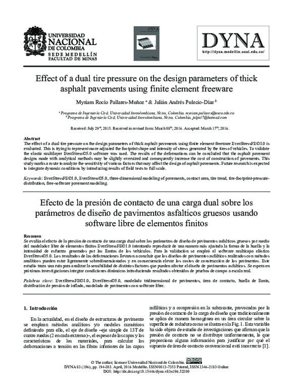 Pdf Effect Of A Dual Tire Pressure On The Design Parameters Of Thick Asphalt Pavements Using