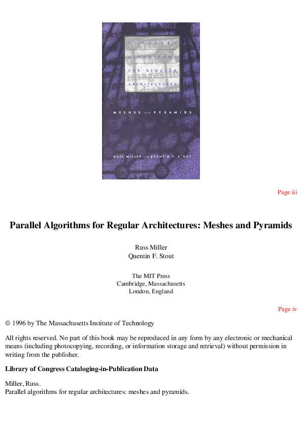 Pdf Parallel Algorithms For Regular Architectures Meshes And