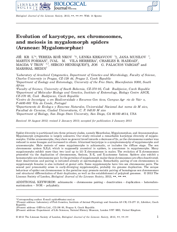 (PDF) Evolution of karyotype, sex chromosomes, and meiosis in ...