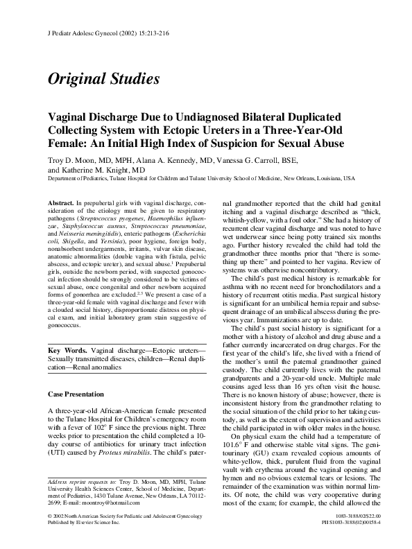 (PDF) Vaginal Discharge Due to Undiagnosed Bilateral Duplicated ...
