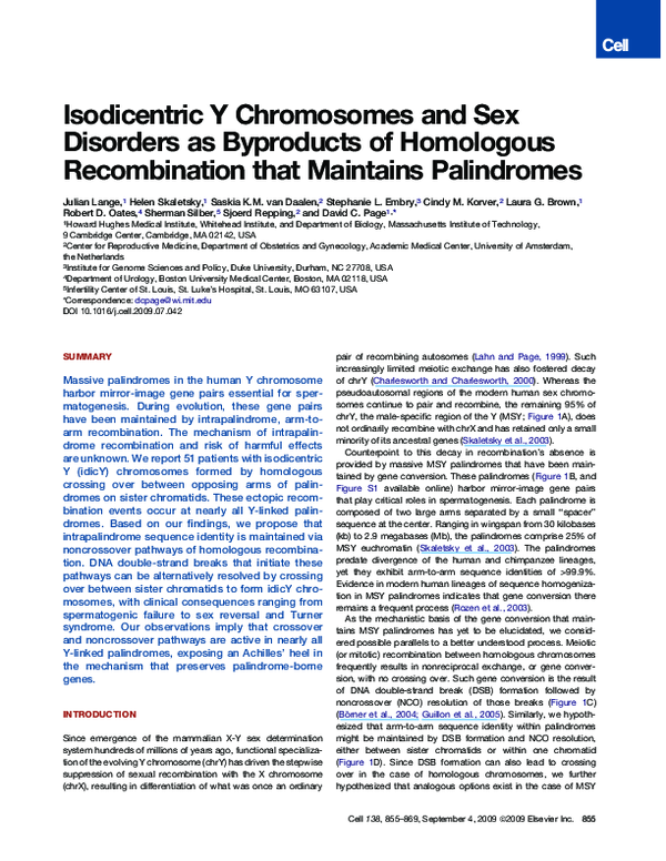 (PDF) Isodicentric Y Chromosomes and Sex Disorders as Byproducts of ...