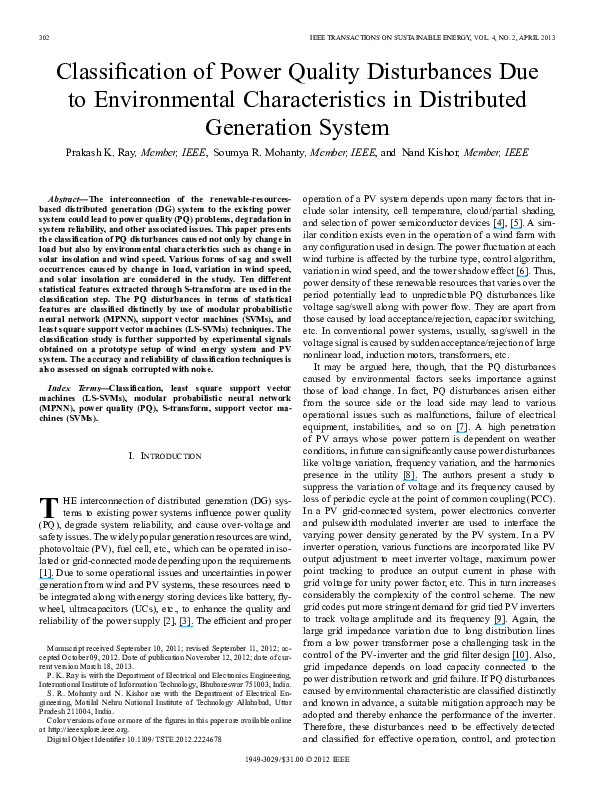 Pdf Classification Of Power Quality Disturbances Using S Transform And Tt Transform Based On
