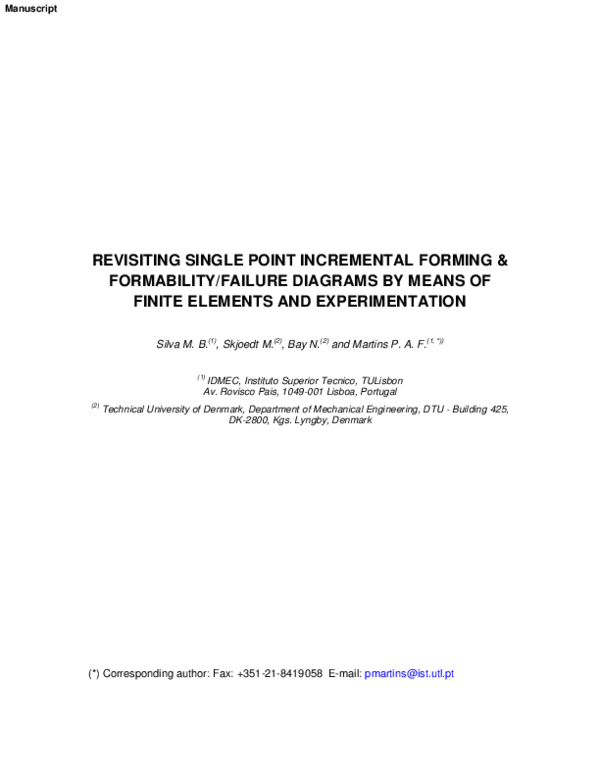 (PDF) Revisiting single-point incremental forming and formability/failure diagrams by means of ...