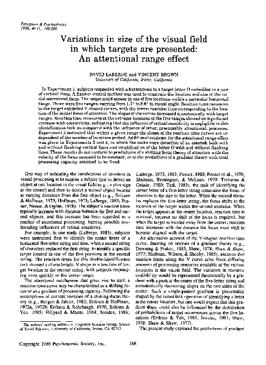 (PDF) Variations in the size of the visual field in which targets are ...