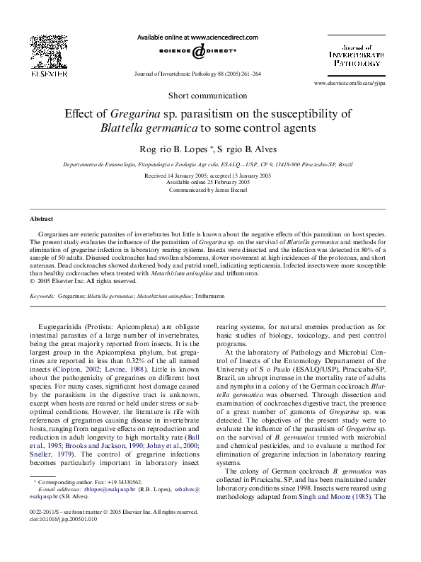 (PDF) Effect of Gregarina sp. parasitism on the susceptibility of ...
