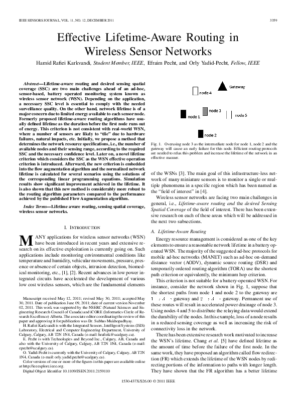 (PDF) Effective Lifetime-Aware Routing in Wireless Sensor Networks