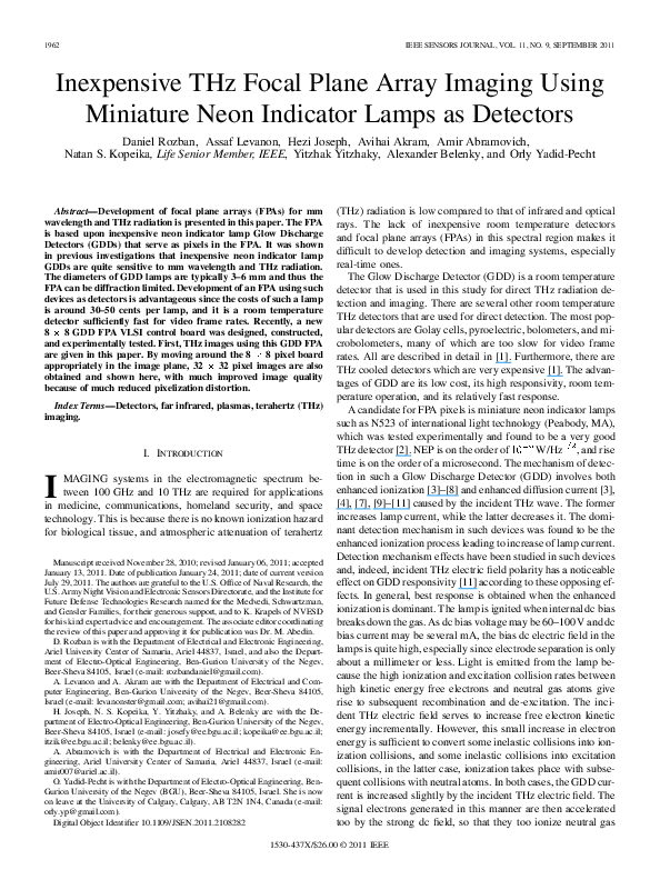 (PDF) Inexpensive THz Focal Plane Array Imaging Using Miniature Neon ...