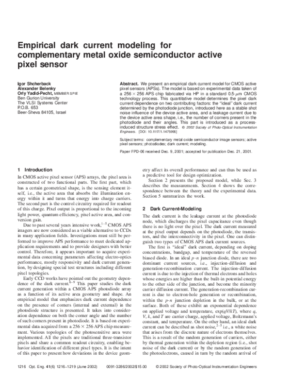 (PDF) Empirical dark current modeling for complementary metal oxide ...
