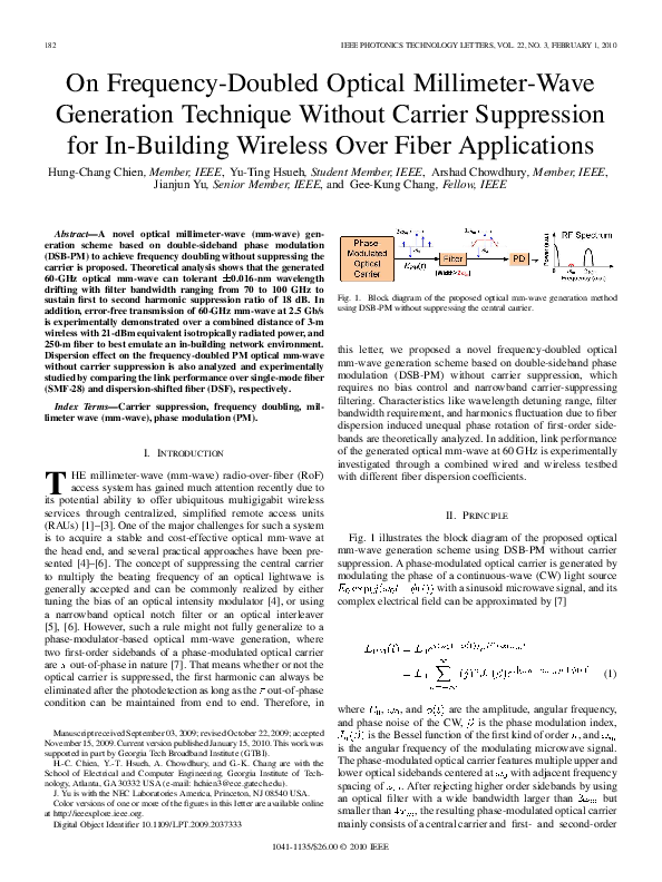 (PDF) On Frequency-Doubled Optical Millimeter-Wave Generation Technique Without Carrier ...