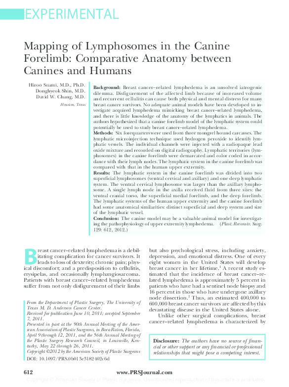 (PDF) Mapping of Lymphosomes in the Canine Forelimb