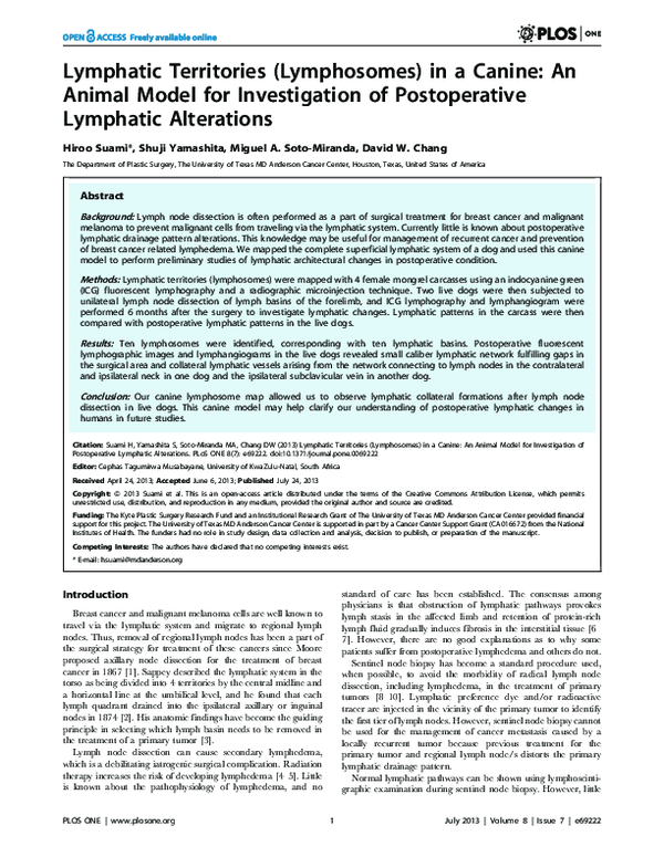 (PDF) Lymphatic territories (lymphosomes) in a canine: an animal model ...
