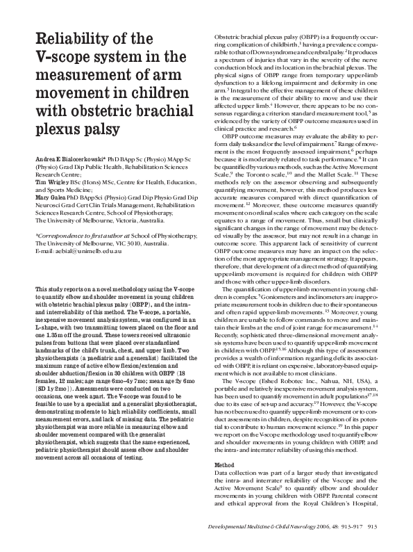 (PDF) Reliability of the V-scope system in the measurement of arm ...