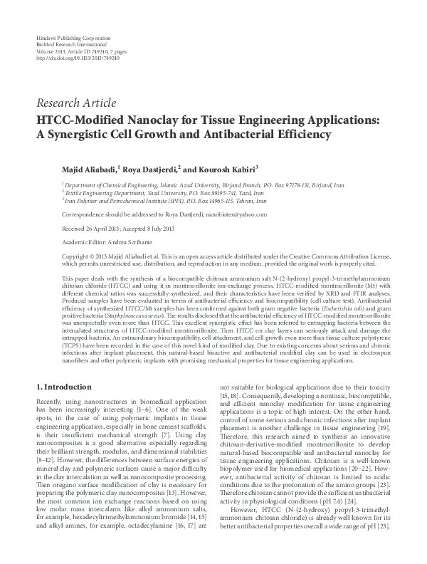(PDF) HTCC-Modified Nanoclay for Tissue Engineering Applications: A ...