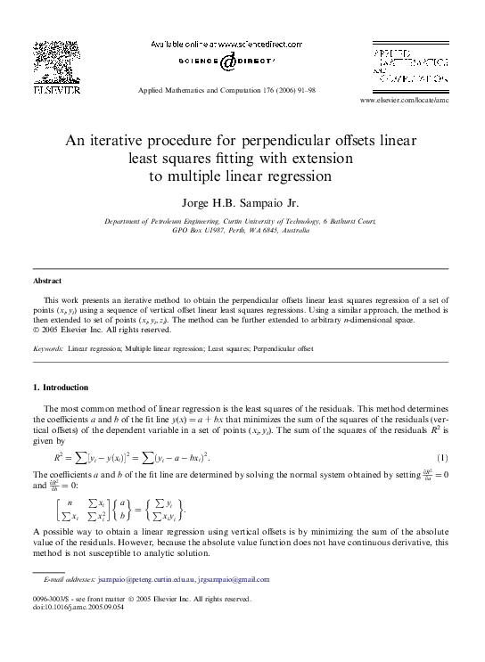 (PDF) An iterative procedure for perpendicular offsets linear least ...
