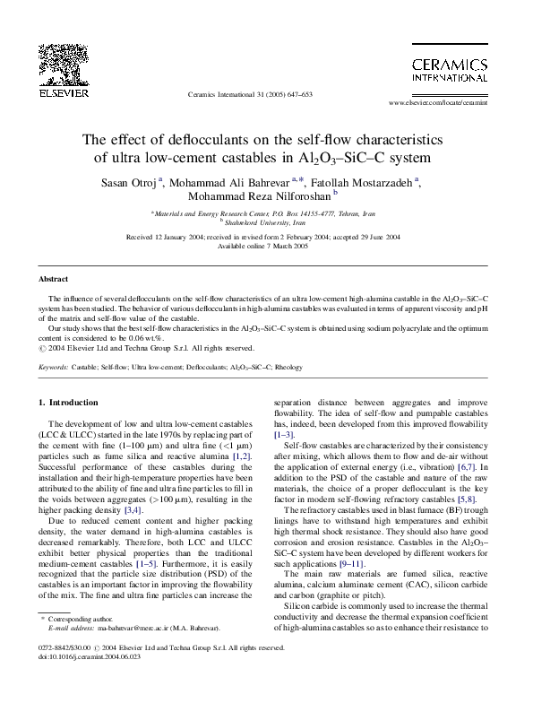 (PDF) The effect of deflocculants on the self-flow characteristics of ...