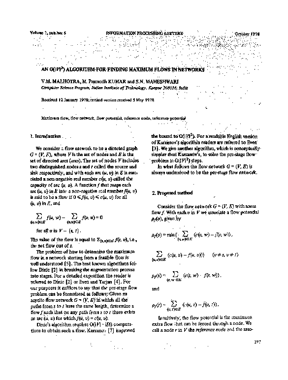 Pdf An Ov3 Algorithm For Finding Maximum Flows In Networks