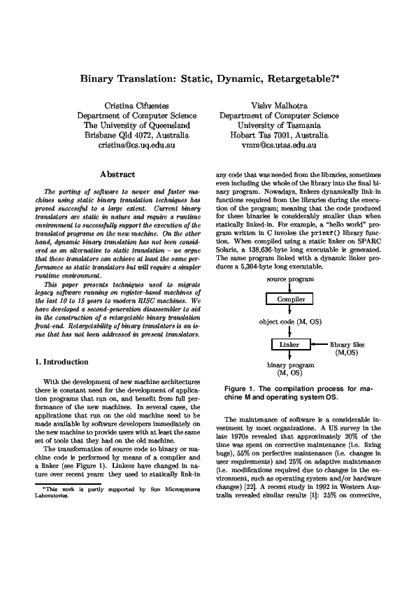 (PDF) Binary translation: static, dynamic, retargetable?