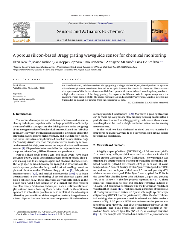 (PDF) A porous silicon-based Bragg grating waveguide sensor for ...