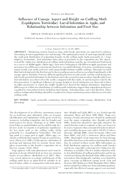 (PDF) Influence of Canopy Aspect and Height on Codling Moth (Lepidoptera: Tortricidae) Larval ...
