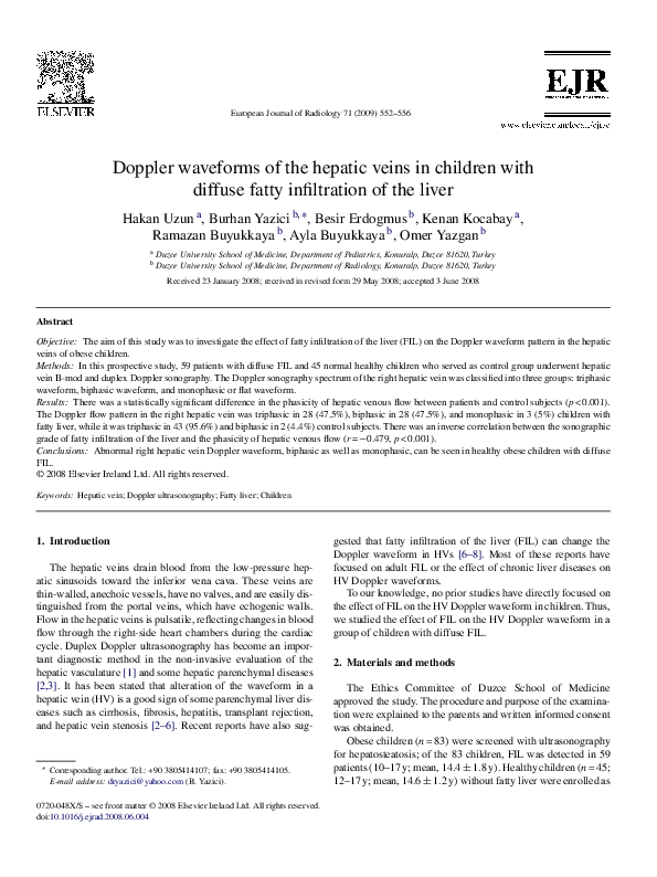 (PDF) Doppler waveforms of the hepatic veins in children with diffuse ...